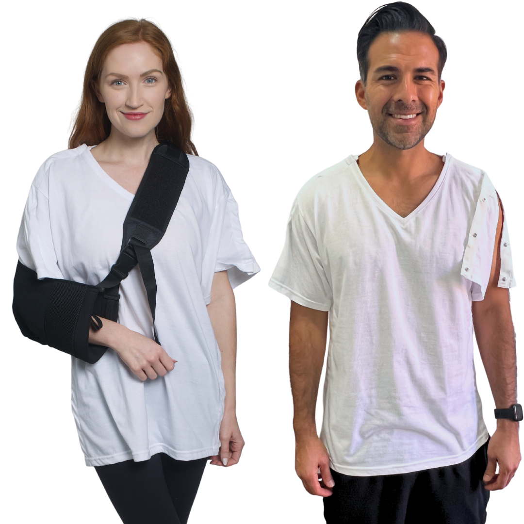 Surgery Recovery Shirt with Left & Right Side Snap Access - V Neck ...
