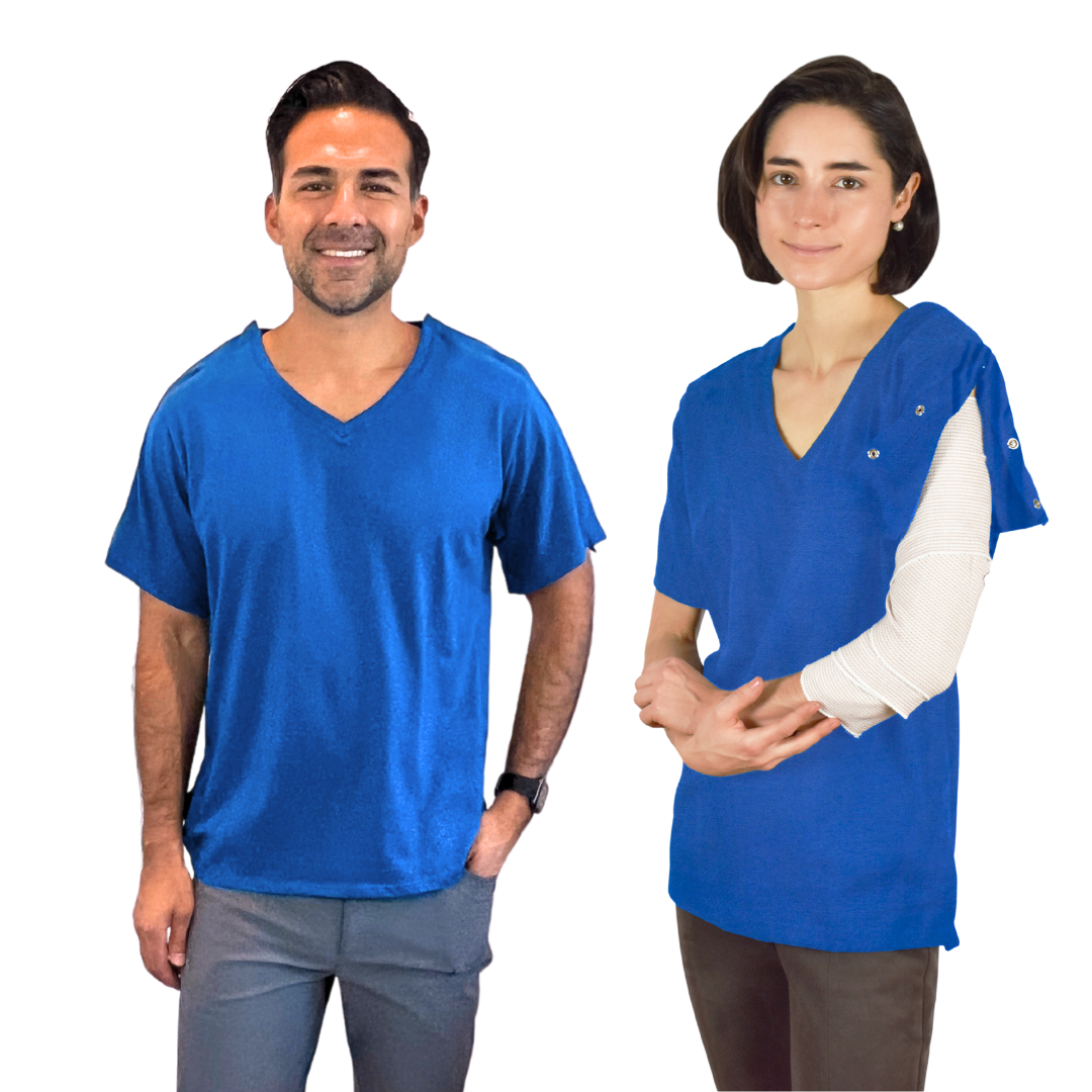 Surgery Recovery Shirt with Left & Right Side Snap Access - V Neck ...
