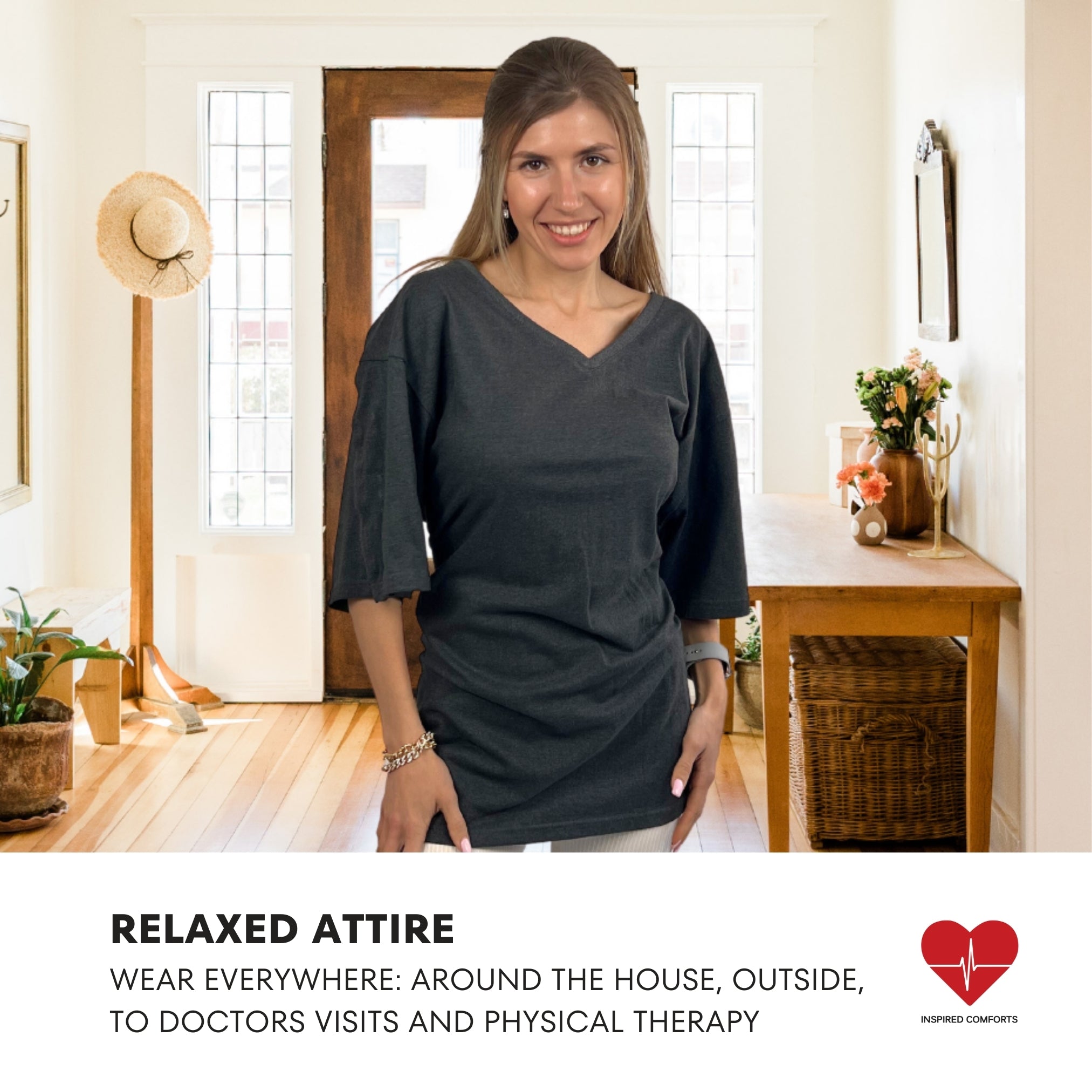 Surgery Recovery Shirt with Left Side Snap Access